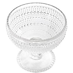 ZOOFOX 6 Pack Glass Ice Cream Bowl Set, 12 oz Footed Fruit Parfait Cups, Embossed Design Glass Dessert Bowls for Sundae, Ice Cream, Smoothie, Fruit, Salad, Yogurt, Cocktail, Snack