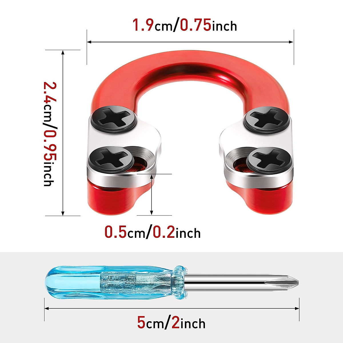 2 Sets Archery D Loop Compound Bow Metal U Nock D Ring Buckle Release Nocking Loop with Screwdrivers for Hunting Installation Accessories (Red)