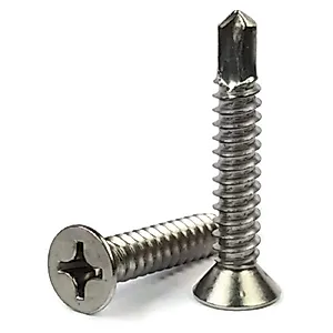 #12 Phillips Flat Head Self Drilling Screws 410 Stainless Steel TEK Sheet Metal Screws #12 x 1-1/4 inch Qty 100