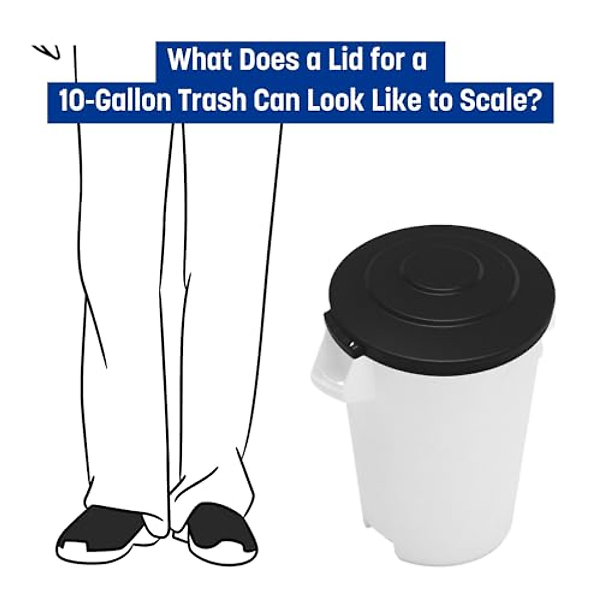 SPARTA Bronco Trash Can Lid, Round Waste Container Cover, Polyethylene, 10 Gallons, Black, (Pack of 6)