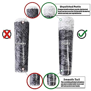 Mortar and Pestle Marble Set for Spices Pestos Seasonings Pastes Guacamole Bowl Herb Grinder Easy to Clean Included:Silicone Mat,Brush,Stainless Steel Spoon 4.33inch(Small,White Gray)