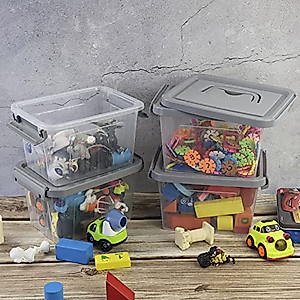 CadineUS 3 Liter Small Storage Boxes with Lids, Plastic Storage Bins Set of 6