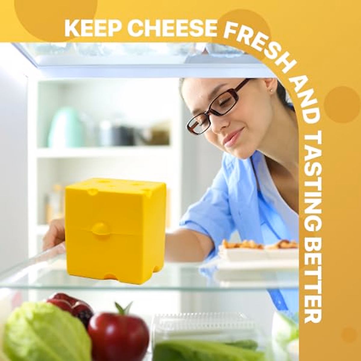 Sliced Cheese Container for Fridge,Plastic Slice Cheese Container with lid,Sliced Cheese Saver Keeper,Butter Block Cheese Slice Storage Box,Dishwasher-Safe,BPA Free – Keeps Cheese Fresh (1pc)