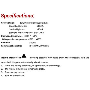 EPEVER MT-1 Remote Meter with LCD Display for Duo Battery Solar Panel Charge Controller
