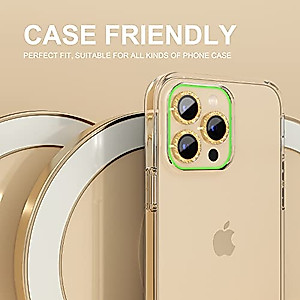 Choiche [3+1] for iPhone 14 Pro/iPhone 14 Pro Max Camera Lens Protector Bling, 9H Tempered Glass Camera Cover Screen Protector Metal Ring Decoration Accessories (Glitter-Gold)