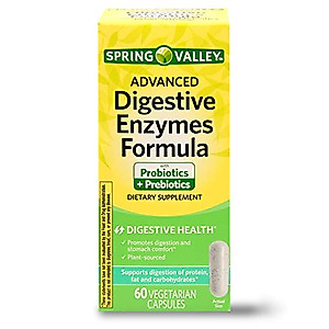 Spring Valley Advanced Digestive Enzymes Probiotic Prebiotics, 60 Vegetarian Capsules