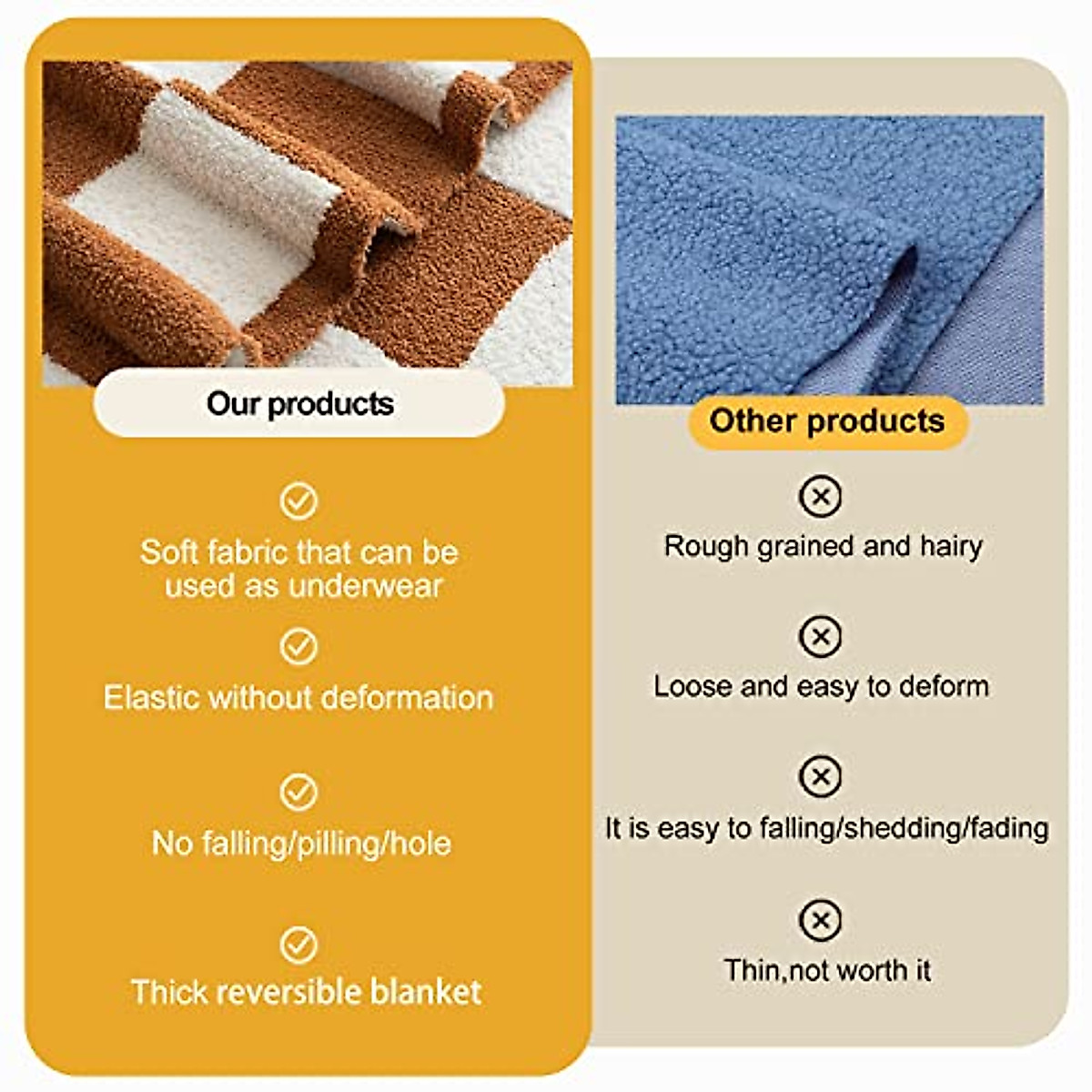 Throw Blanket with Checkerboard Plaid- Cozy Breathable All Seasons Soft Checkered Blanket Gingham Home Decor for Couch and Bed -Throw Size 51"x63",Light Tan