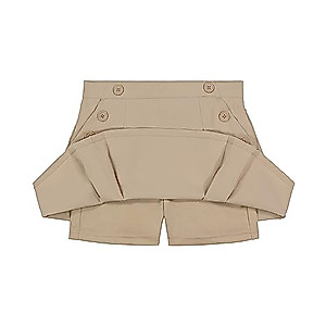 Nautica Girls' Big School Uniform Pull-on Scooter Skirt with Undershorts, Poplin Style with Button Pockets, Khaki, 8
