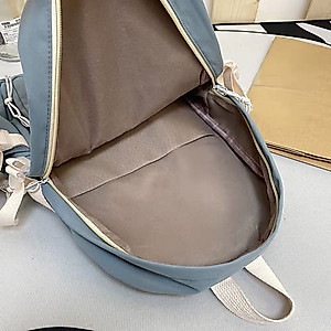 FPlace Laptop Backpack Shoulders Bag Schoolbag Travel Bag for Student Casual Cute Kawaii Y2K With Plush Bear Pendant Gift (Blue)