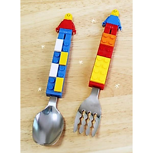 Oxford Brick Spoon and Fork with Case for Kids. Blue or Red for Case.