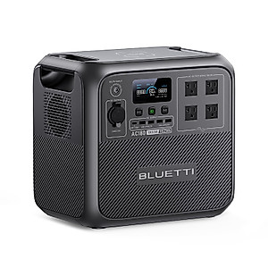 BLUETTI Portable Power Station AC180, 1152Wh LiFePO4 Battery Backup w/ 4 1800W (2700W peak) AC Outlets, 0-80% in 45 Min., Solar Generator for Camping, Off-grid, Power Outage