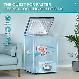 EUHOMY 3.5 Cu.Ft Chest Freezer with Removable Basket, Small Deep Freezer Adjustable 7 Thermostat, Quiet Mini Freezer Free-Standing Top Door, Energy Saving for Apartment/Garage/Basement/Dorm/Home,Black