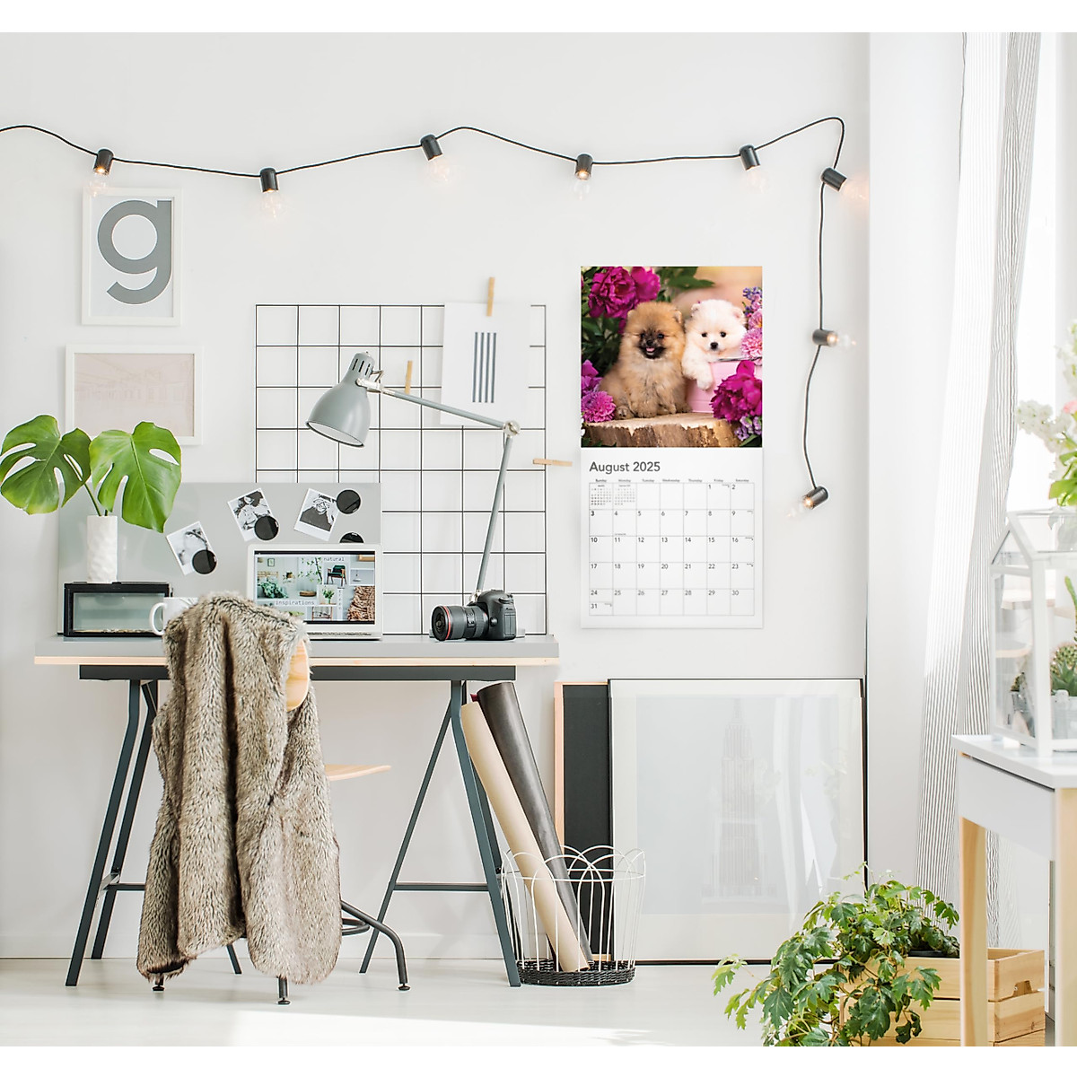 Puppies 2023 Hangable Wall Calendar - 12" x 24" Open - Cute Funny Dog Photo Gift - Sturdy Thick Puppy Dogs Photography - Large Full Page 16 Months for Organizing & Planning - Includes 2022