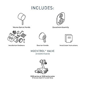 Moen Align Matte Black Moentrol 3-Function Diverter Transfer Valve Trim Kit, Bathroom Double Shower Handle, Valve Required, T3290BL