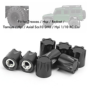 Dilwe RC Wheel Rim M4 Nut, 8Pcs 0.5x0.4inch Wheel Rim Center Cap 1/10 Scale RC Accessories Compatible with Traxxas/Hsp/Redcat/Tamiya/Hpi/Axial Scx10 D90 / Hpi 1/10 RC Car(Black)