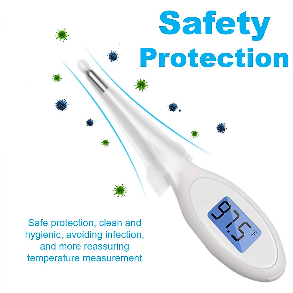 SenseYo 100 Pcs Disposable Digital Thermometer Probe Covers Sleeve Clear Temperature Sheath Sleeves Cover for Oral, Armpit, Rectal Thermometer
