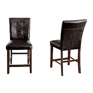Homelegance Decatur PU Leather Counter Height Chair (Set of 2), Dark Brown
