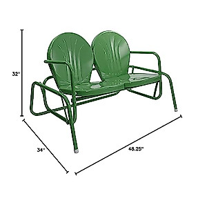 Northlight 2-Person Outdoor Retro Metal Tulip Double Glider Patio Chair, 32", Green