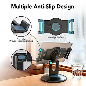 EHO iPad Stand, 360° Rotating Commercial Tablet Stand, Retail Kiosk, 6"-13" (Screens) Adapter Universal Tablet Clamp Holder for iPad, iPad Air, iPad Mini, Microsoft Surface, Most Tablets - Black