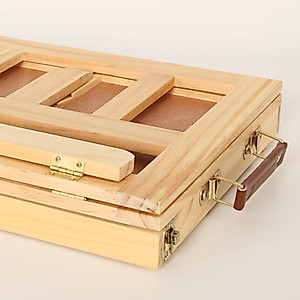 Mixed Media Art Set - 34 Piece, Easel Painting Kit with Wood Table Desk Top Easel Box Includes Acrylic Paints, 3 Canvas Boards, Pastels, Desktop Art Supplies Gift for Beginner Artists, Kids, Adults