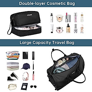 ETRONIK Rolling Duffle Bag with Wheels, 21 Inch Flight Approved Duffle Bag for Travel with Toiletry Bag, Carry on Luggage Weekender Bags for Women with Shoe Compartment, Black