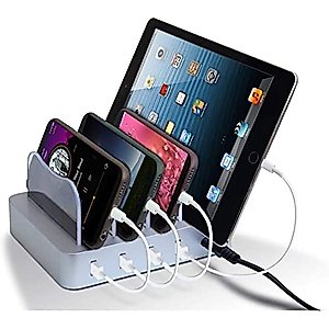 USB Charging Station - Charging Dock - 4-Port - Fast Charging Station for Multiple Devices - Docking Station - Smart Charging Station Dock - Multi Charging Station for Cell Phones and Tablets