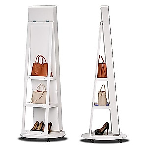 HWB Full-length mirror Jewelry Cabinet Standing with Lights 6297 (White 2)