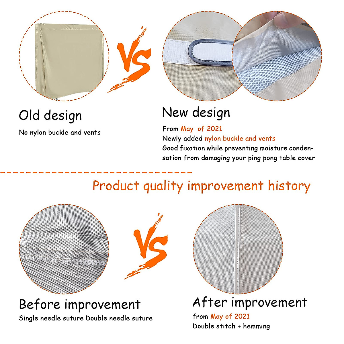 Table Tennis Table Cover,Waterproof Oxford Cloth General Edition 65x 28x 73 Inches, With Pocket And Zipper, Khaki