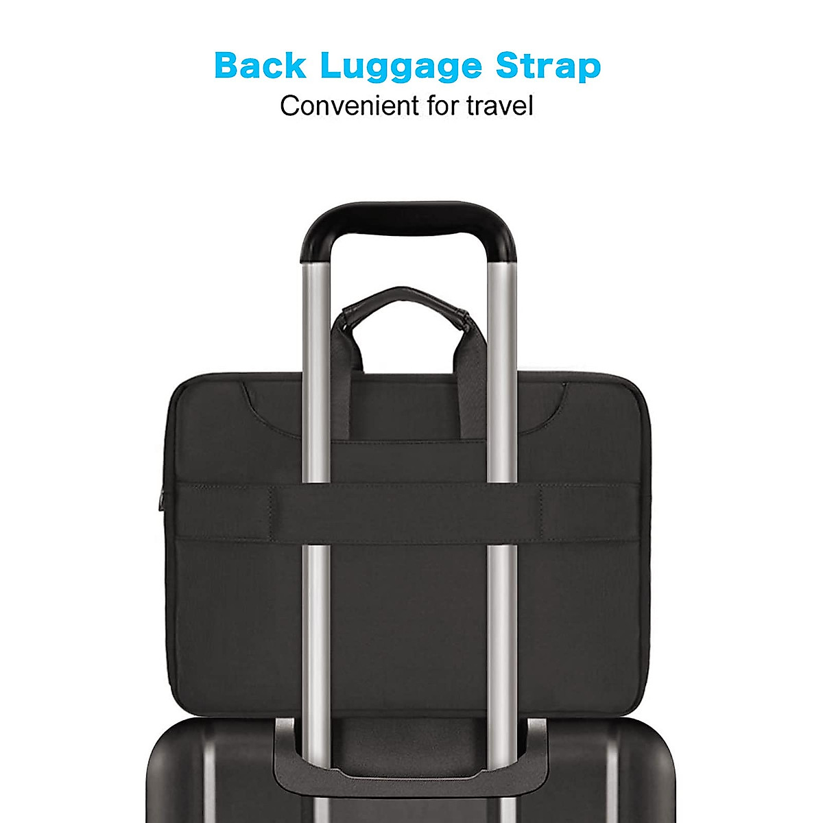 MOSISO 360 Protective Laptop Shoulder Bag Compatible with MacBook Air/Pro, 13-13.3 inch Notebook, Compatible with MacBook Pro 14 inch M3 M2 M1 2023-2021,Matching Color Sleeve with Belt, Black