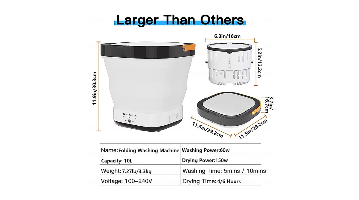 Portable Washer Machine for Apartments with 60/80℃ Drying and UV, Mini ...