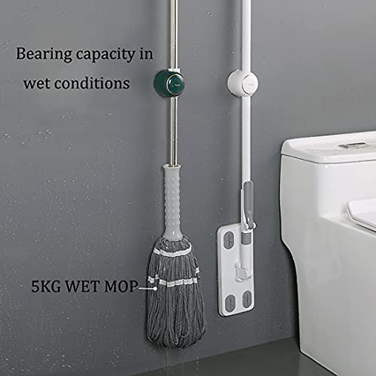 HAYAN Broom & Mop Holder, No-Drilling Wall Mount Broom Gripper Organizer, Mop Broom Hanger, Lightsaber Holder Storage (White, 1 pcs)