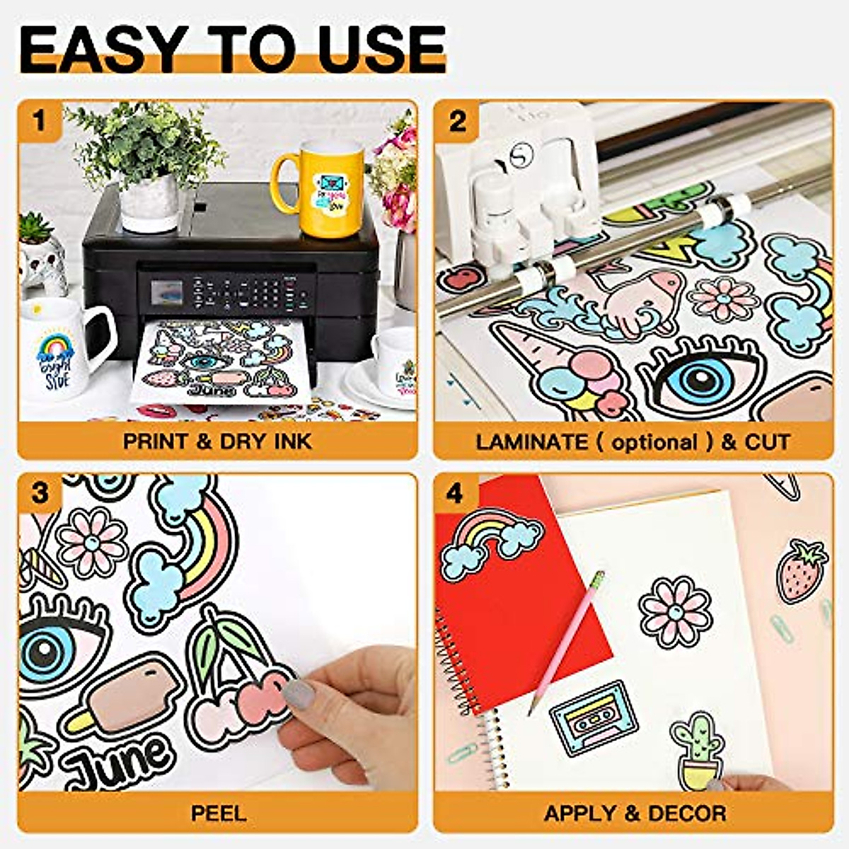 40 Pcs Waterproof Printable Vinyl for Inkjet & Laser