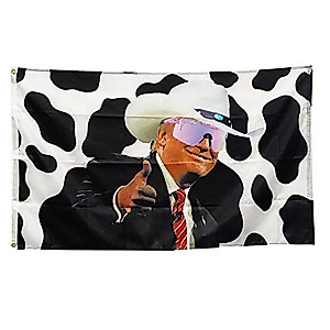 Homissor Trump 2024 Flag - Donald Trump Flags Cow Print Desantis 3x5 Outdoor Cowboy Hat Flag for Room with 2 Brass Grommets