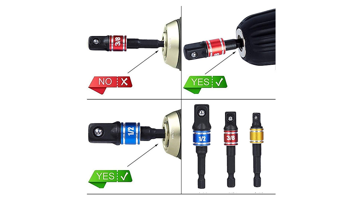 Impact Grade Driver Socket Adapter Set - 3Pcs Universal