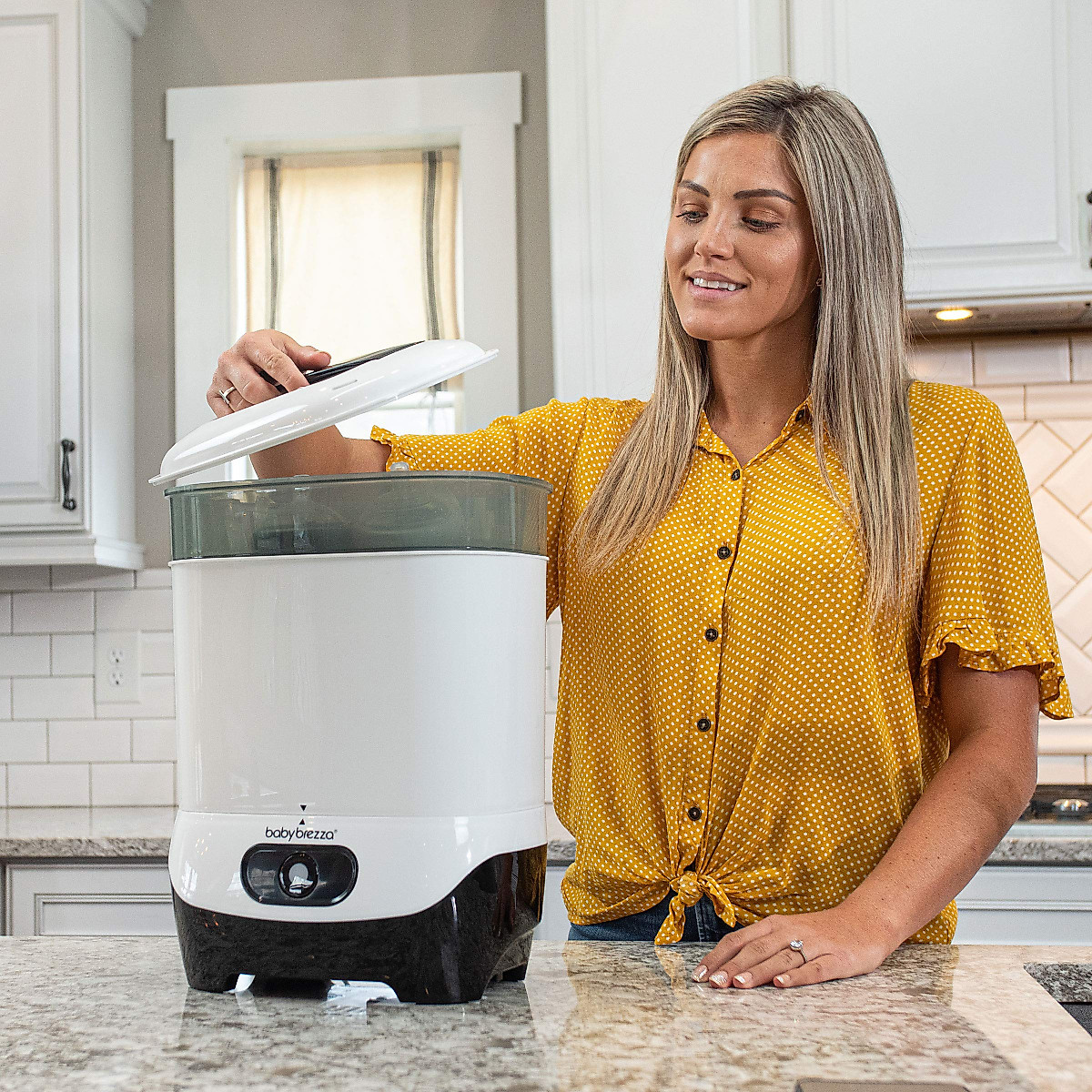 Baby Brezza 4 in 1 Baby Bottle Sterilizer Machine – Largest Capacity Electric Steam Sterilization – Pacifiers, Breast Pump Parts + Universal Sterilizing for All Bottles: Plastic, Glass, Large, Small