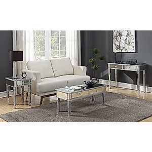 Convenience Concepts Gold Coast Mirrored Desk 42" - Console Table with 2 Drawers for Storage in Living Room, Office, Silver/Mirror