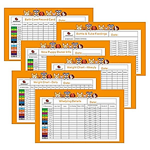 Puppy Kitten Whelping Kit, Newborn Dogs Cats Pet Whelping Kit with 6 Record Keeping Charts Puppy Collars Bulb Aspirator Cord Clamps