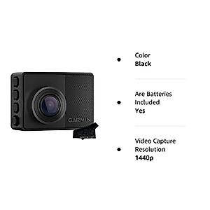 Garmin Dash Cam 67W, 1440p, 180-degree FOV, Remotely Monitor Your Vehicle and Signature Series Cloth