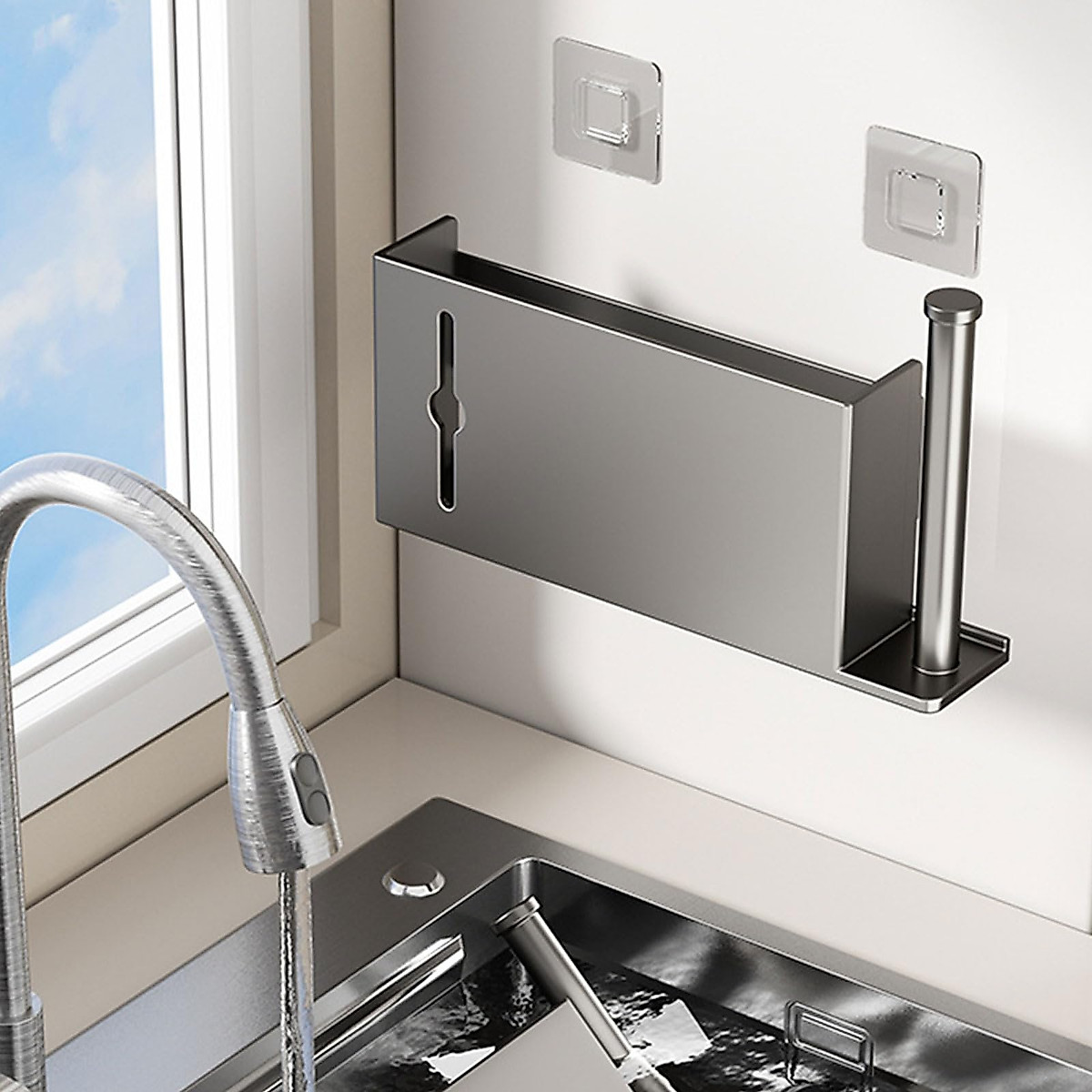 KATAZO Convenient Kitchen Cabinet Organiser for Foil and Sandwich Bags Cupboard Door Storage Box Wall Mounted Bathroom Rack