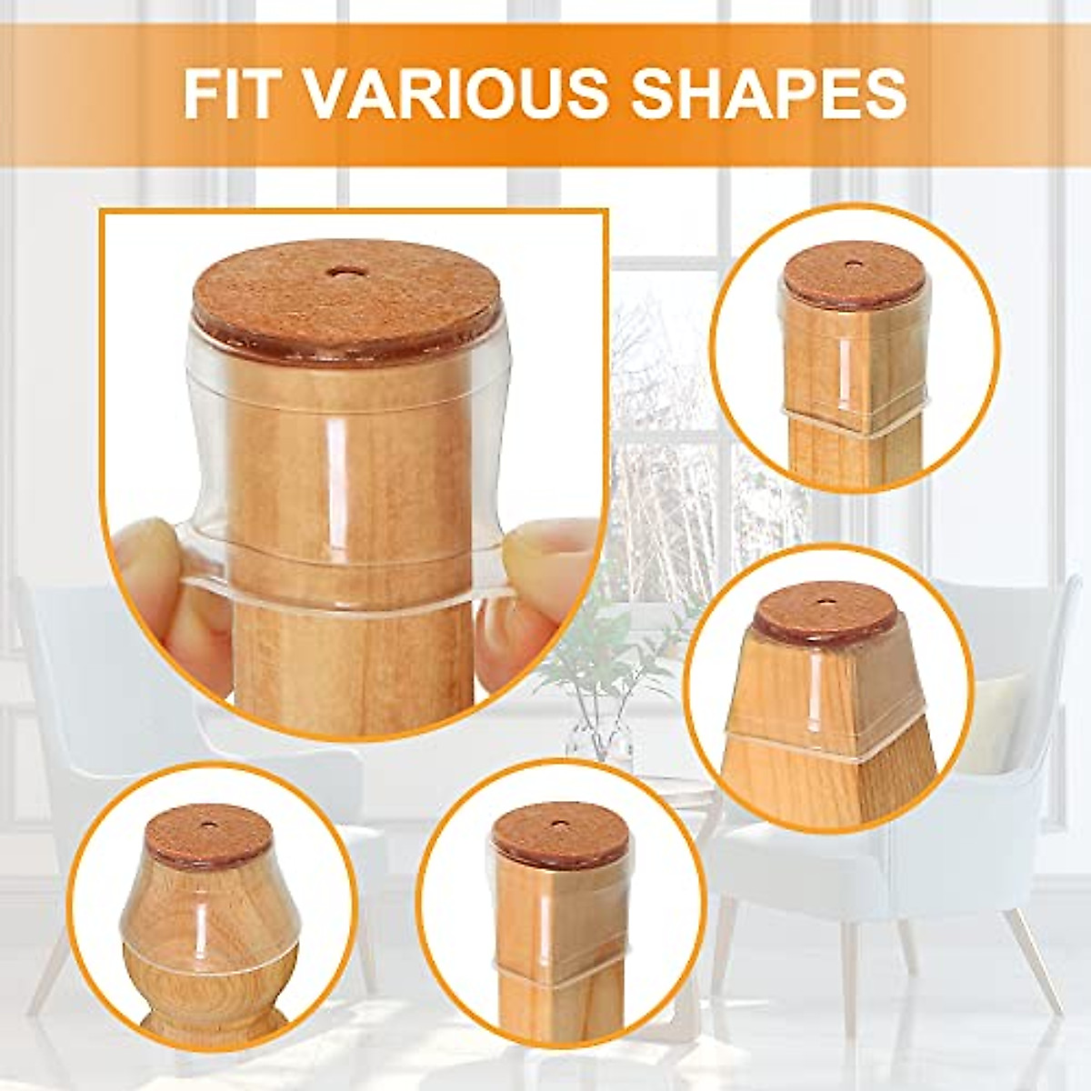 24 Pcs Chair Leg Floor Protectors for Hardwood Floors Silicone Covers to Protect Wood Tile Floors Scratches Felt Pads Furniture Leg Caps No Noise (Small-Clear)