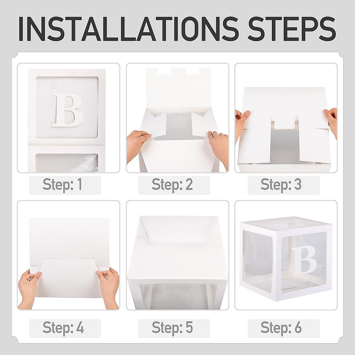 TECKED White Clear Baby Boxes with Baby Letters Party Decoration - Transparent Ballon Boxes Backdrop - Baby Shower Birthday Party ,Gender Reveal ,Wedding -4PCS