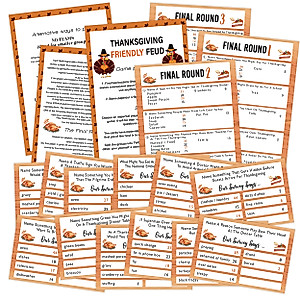 Thanksgiving Day Party Game,Shower Game,Fall Winter Friendly Feud Game,Thanksgiving Day Friendly Feud Game,Family Feud Questions,Feud Game for Adults,Party Games Cards,Thanksgiving Day Decoration(3)