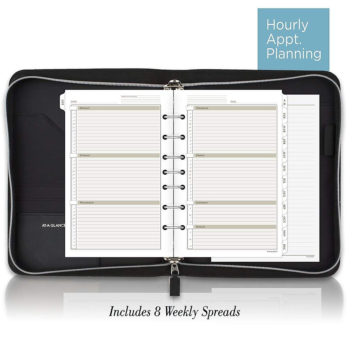 AT-A-GLANCE Textured Faux Leather Undated Starter Set, Desk Size, Black (031-0340-05)