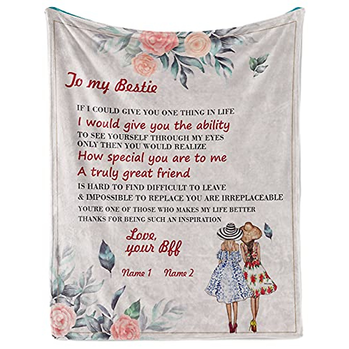 Launchigo Customized to My Bestie Blanket from Best Friend. BFF Soft Fleece Throw Blanket, Gift for Birthday, Christmas & Friendship Day.[Custom] (to My Bestie-from BFF 03, 50" X 60")