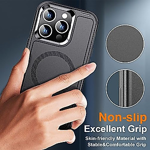 kurdene Magnetic for iPhone 13 case [Compatible with MagSafe][Military Grade Drop Protection][Glass Screen Protector] Full-Body Heavy Duty Shockproof iPhone 13 Phone Case 6.1 inch for Sports Black