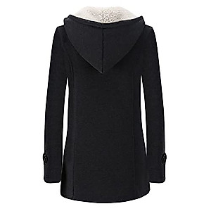 Winter Coats for Women Plus Size Warm Sherpa Fuzzy Fleece Lined Jacket Ladies 2022 Trendy Casual Cozy Button Thicken Heated Hoodies Tunic Teddy Hooded Cardigan Pea Coats Pullover(1-Black,Medium)