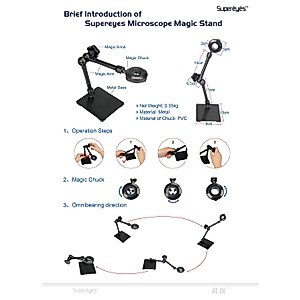 Supereyes Z004 Magic Universal Adjustable Stand for Handheld Digital Microscope Magnifer Endoscope Otoscope Loupe
