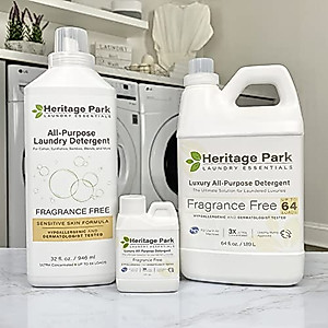 Heritage Park All-Purpose Fragrance Free, pH-Neutral Laundry Detergent - Dermatologist-tested, Sensitive Skin-Friendly, Ultra Concentrated (4 fl oz Trial Size)
