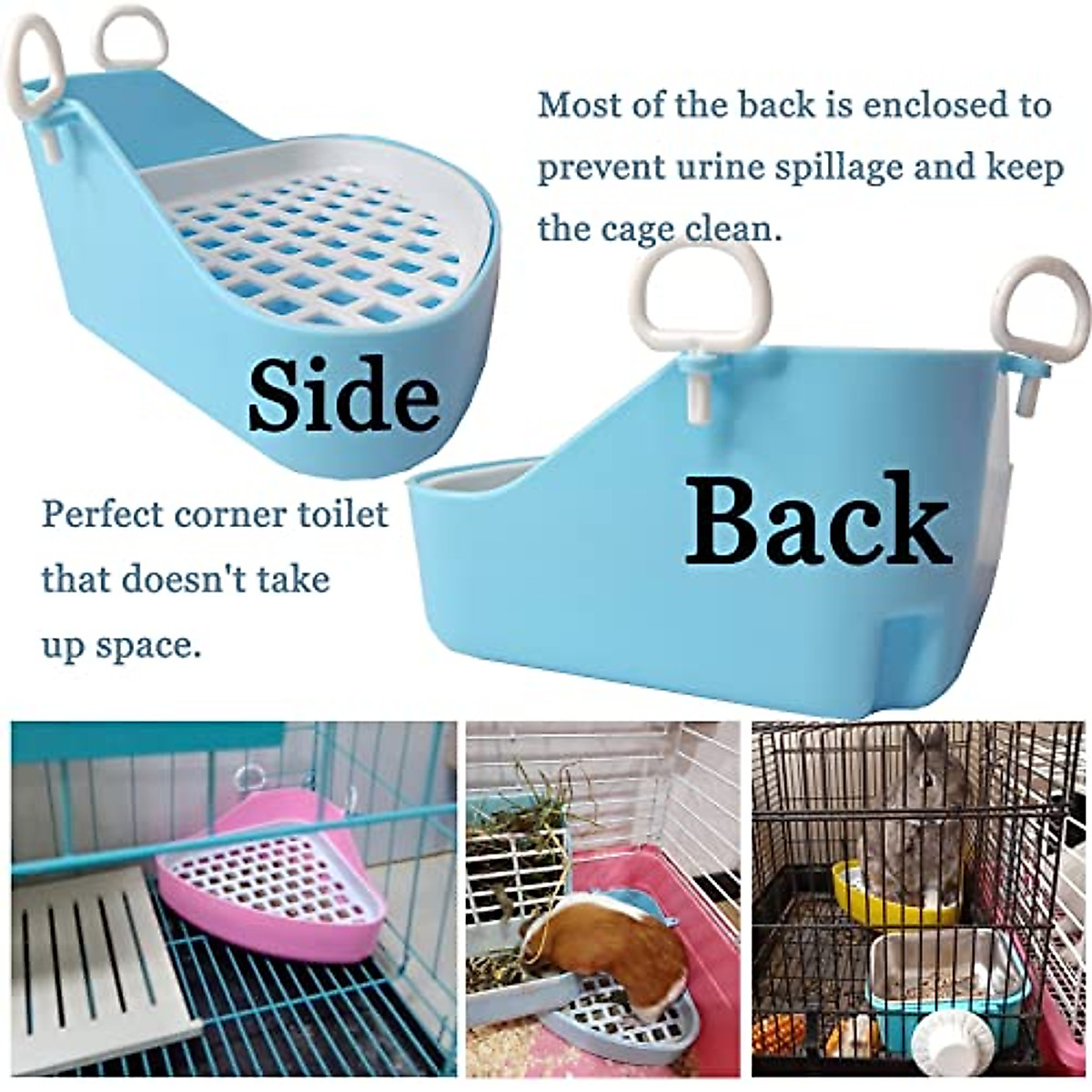 Hamiledyi Guinea Pig Potty Trainer Corner, Small Animals Triangle Plastic Litter Box, Bedding Litter Box Pee Pan Tray Toilet for Hamster Gerbil Bunny Ferret Chinchilla Hedgehog (Blue)