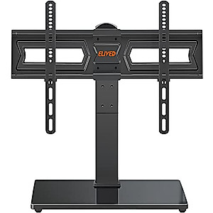 Universal Swivel TV Stand Base, Table Top TV Stand for Most 37-70 inch LCD LED Flat Screen TVs, Height Adjustable TV Mount Stand with Tempered Glass Base, VESA 600x400mm, Holds up to 88 lbs. ELIVED